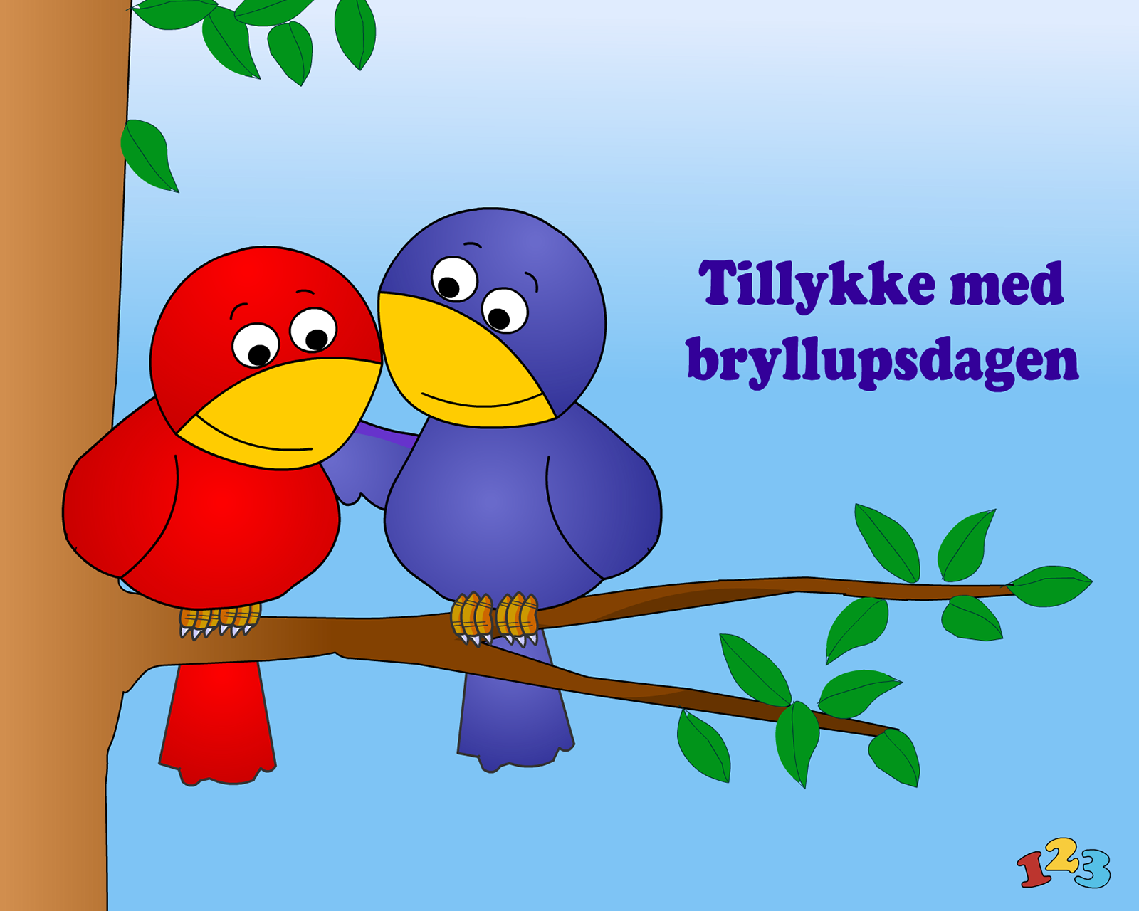 Glædelig bryllupsdag - Bryllupsdag - gratis postkort fra 123kort.dk