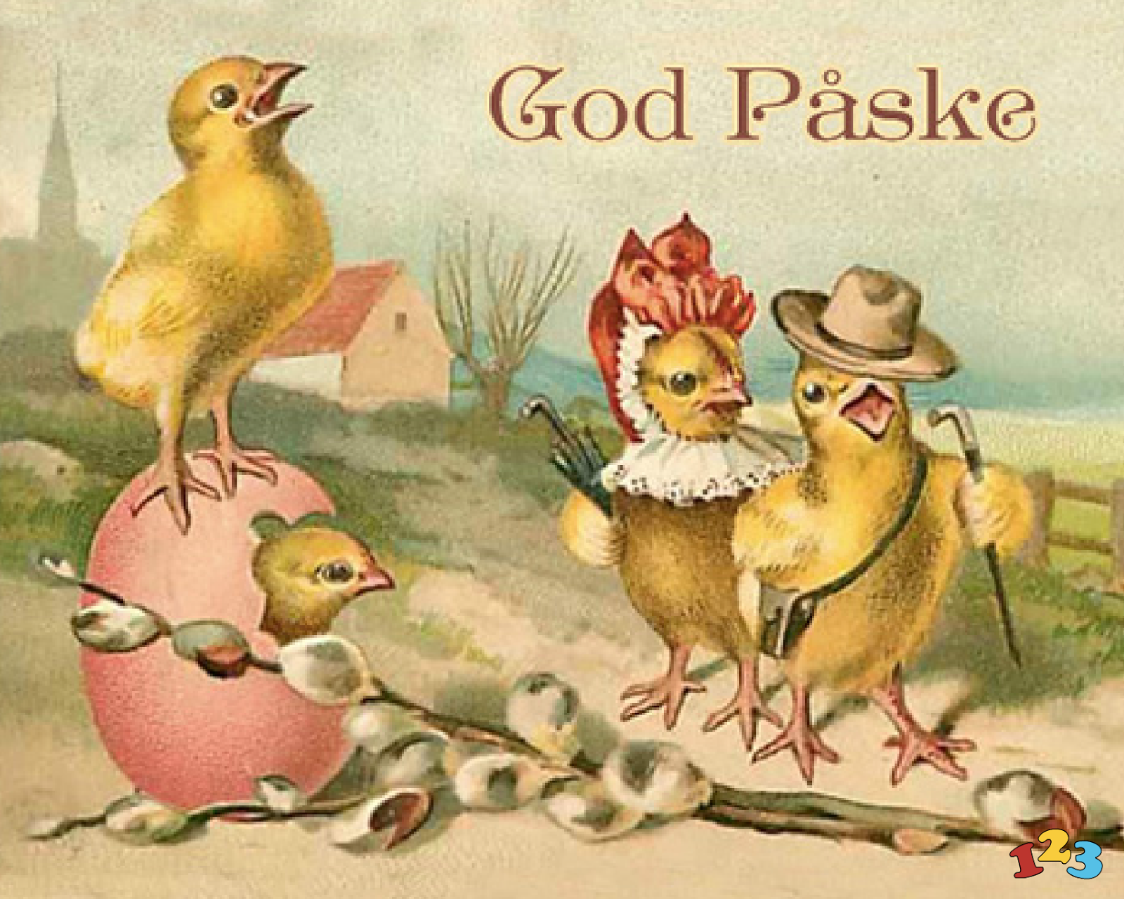 En søndagstur - Påskekort - gratis postkort fra 123kort.dk