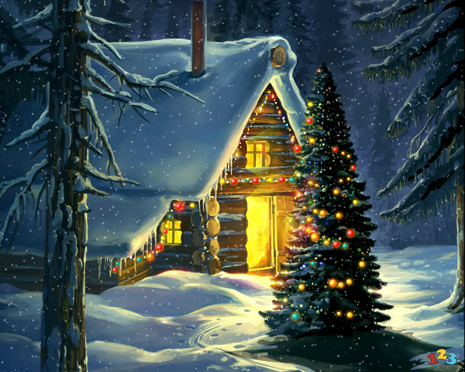 Julekort med snevejr - gratis postkort fra 123kort